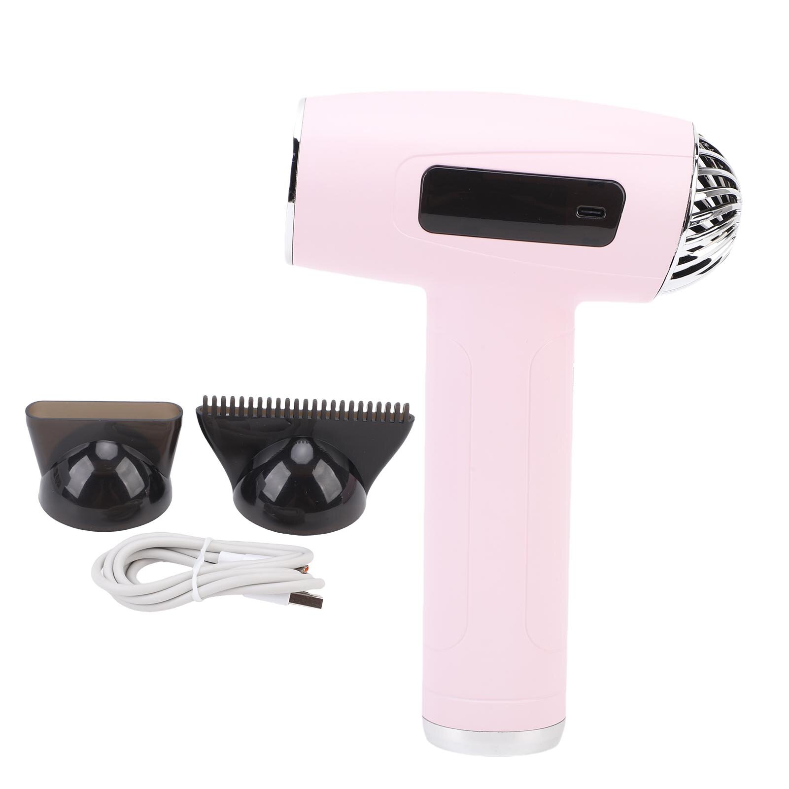 Фен мощностью 200 Вт, беспроводной, перезаряжаемый, легкий, портативный, с функцией подачи горячего и холодного воздуха, для путешествий и общежитий, розовый.