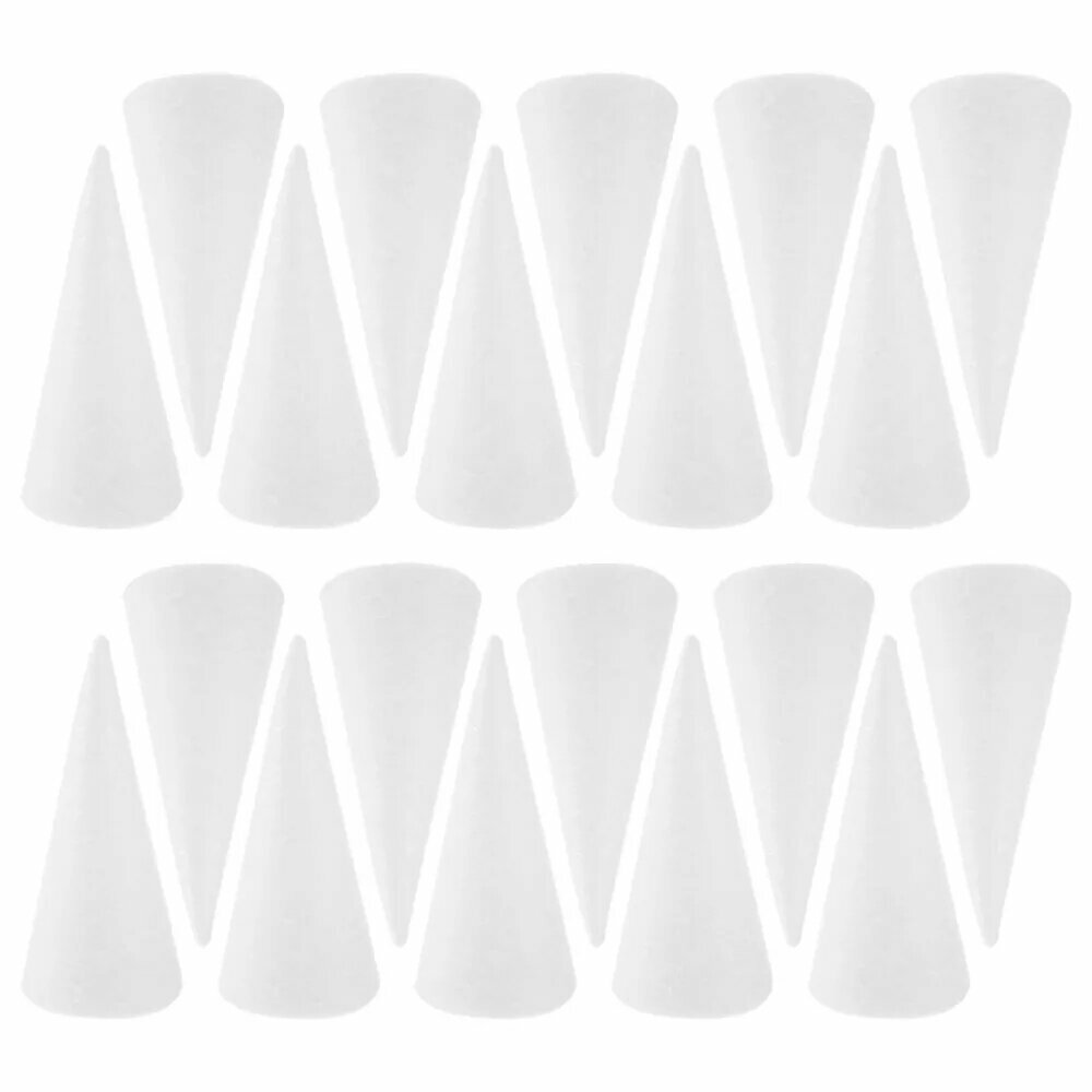 Белые декоративные пенопластовые конусы для декора в наборе 20 шт