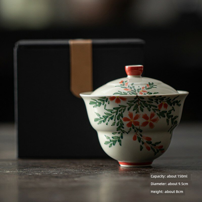 Чайник ручной росписи с цветком клематиса, маленький чайник, чаша с крышкой в форме тыквы, подставка для чайника,