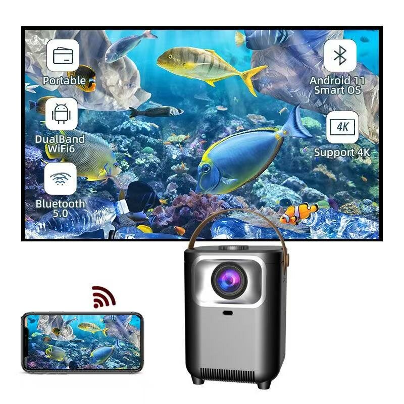 PRO, Портативный проектор 4K Wi-Fi, Мини проектор для домашнего кинотеатра, Черный