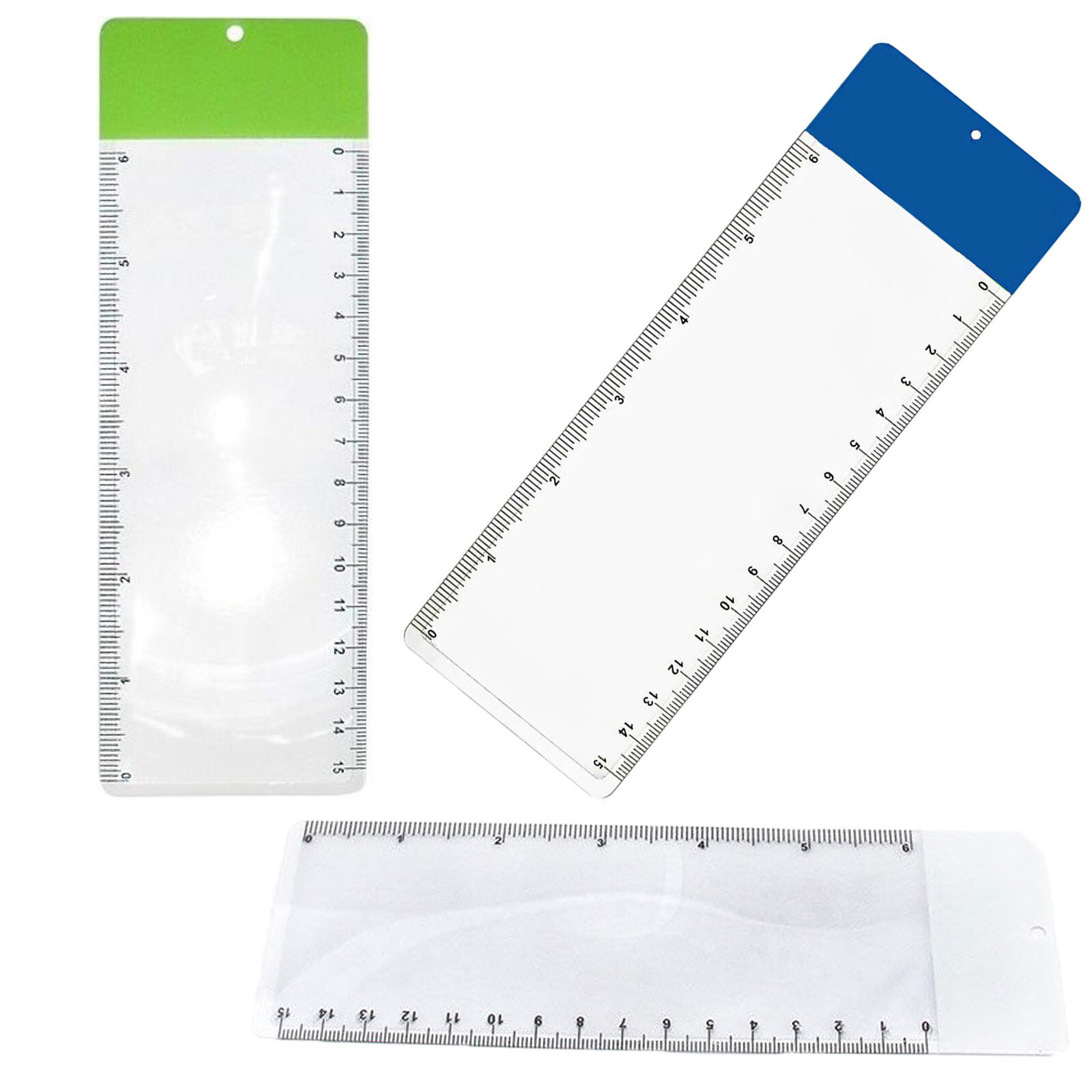 Лупа-закладка с измерительной шкалой, для просмотра и чтения мелкого текста, линза Френеля, размер 19,0 х 6,5 см, 3 шт