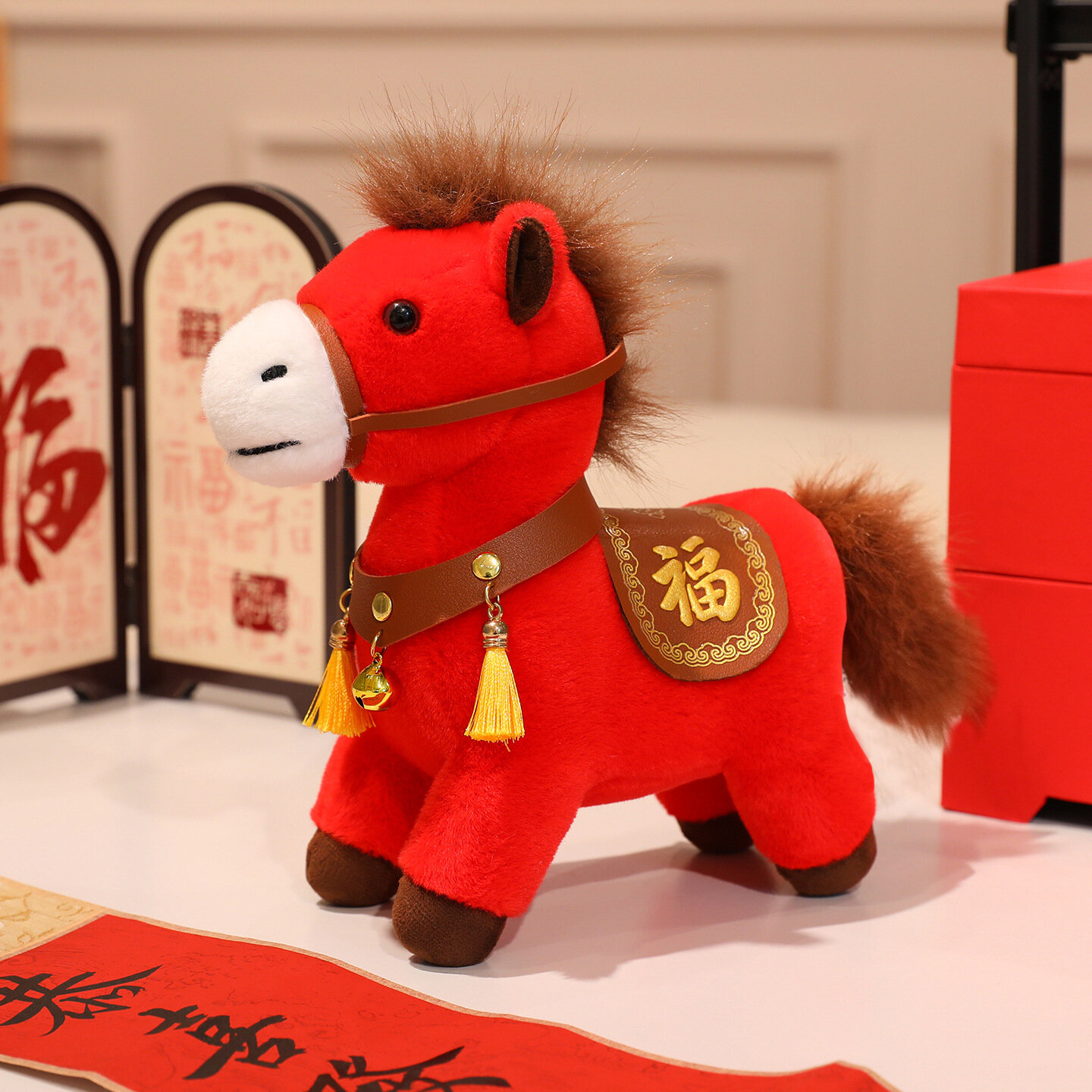 Мягкая игрушка-талисман 2026 года Лошади, кукла-лошадка, маленький конь, подарок на торжественное открытие.