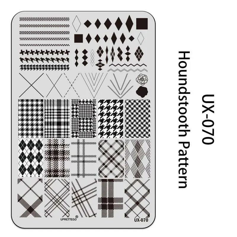Трафарет для нейл-арта UPRETTEGO Houndstooth Pattern UX-070, Цвет: UX70