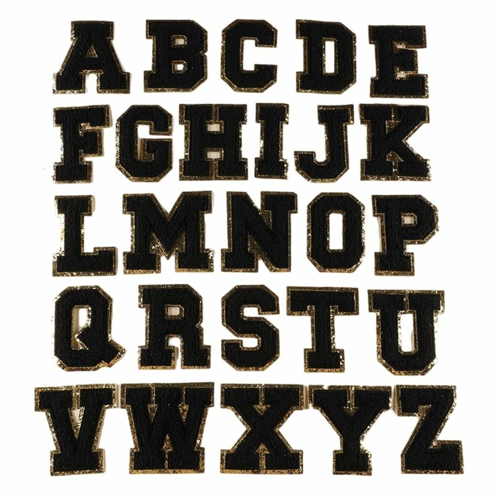 Набор аппликаций из 26 букв для вышивки, Черный