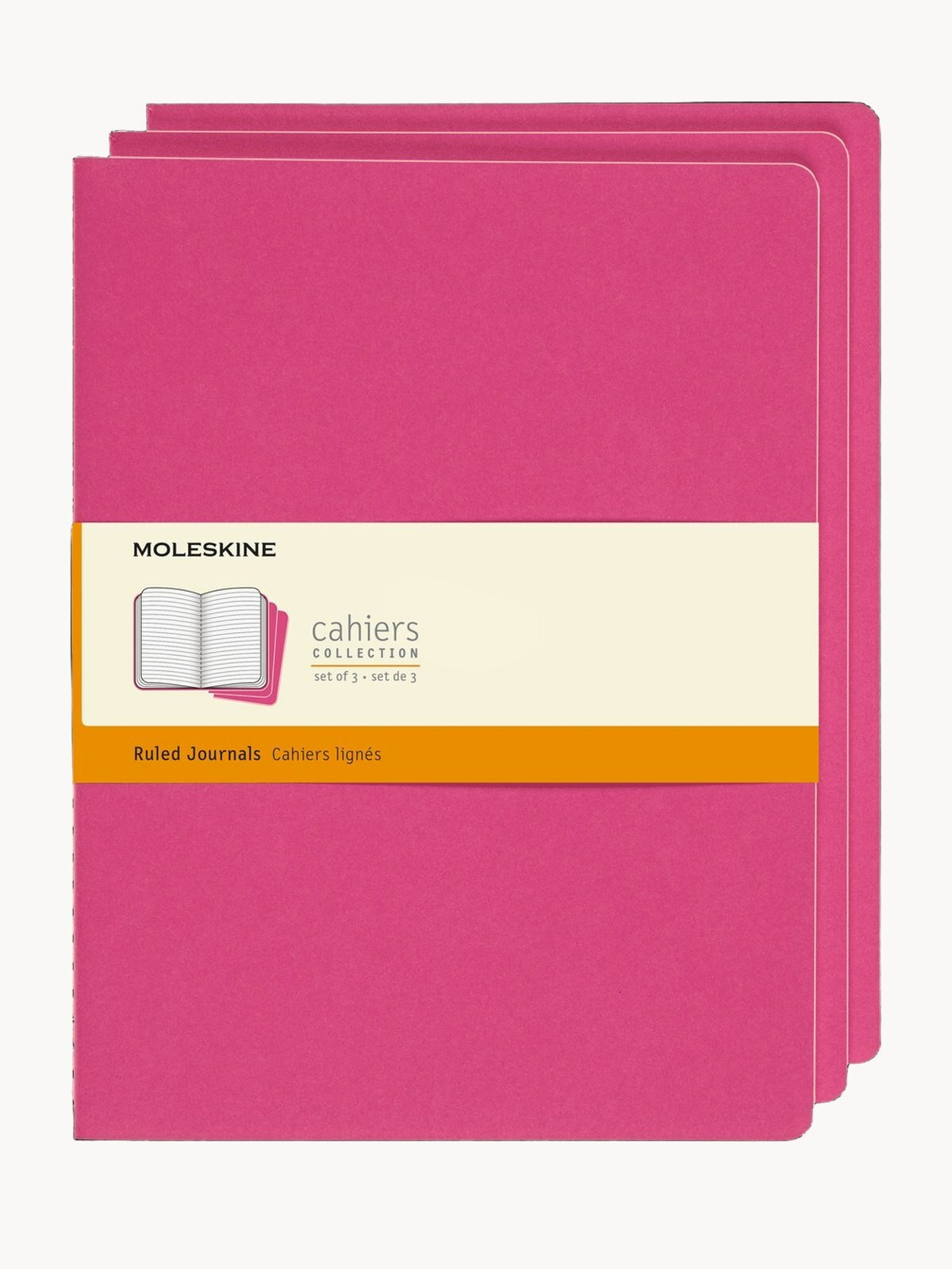 Набор блокнотов Moleskine Cahier Journals CH021D17 XL 190х250мм, обложка картон, 120стр, линейка, розовый неон (3шт)