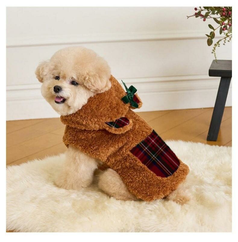 Осенне-зимняя теплая одежда для кошек и собак new double-sided bear, коричневый, L