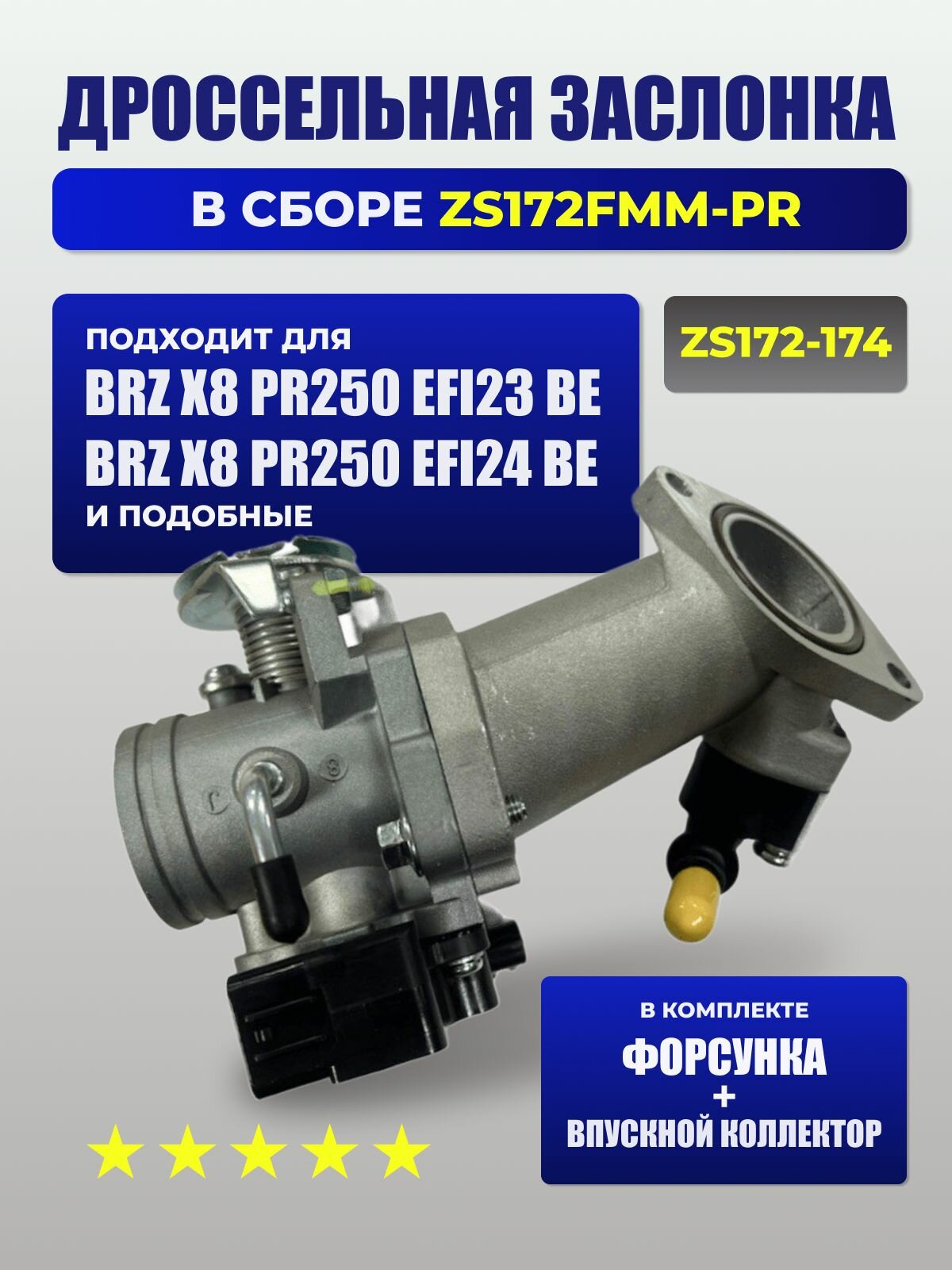 Дроссельная заслонка в сборе с форсункой и впускным коллектором COEUS EFI 172FMM (PR / CB)