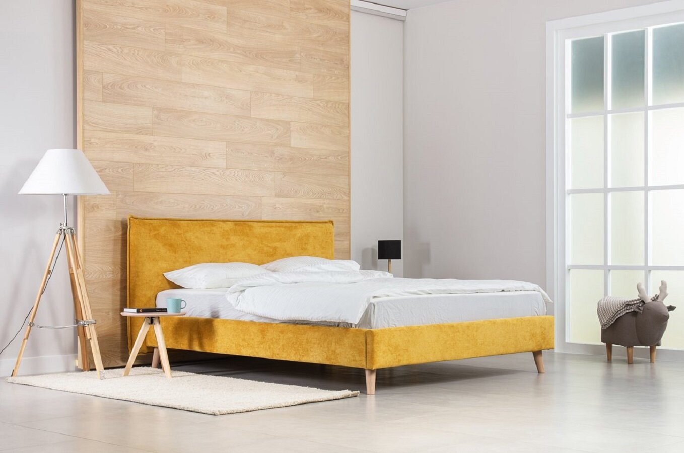 Кровать Divan.ru Кьево 140 Velvet Yellow, велюр, желтая, 140x220