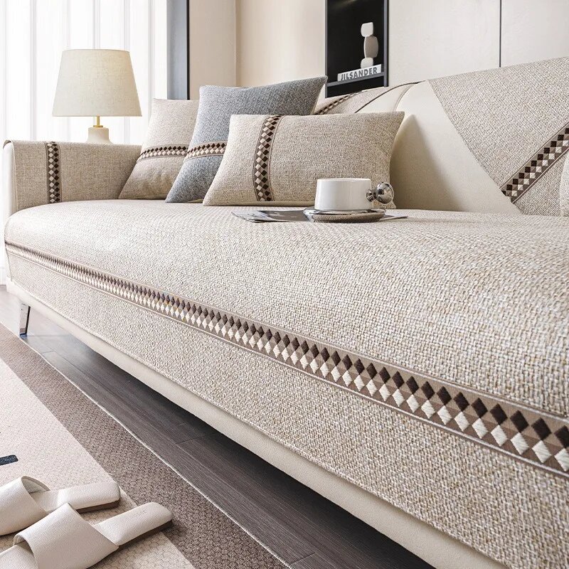 Чехол для дивана из полиэстера, современный стиль 45x45cm pillowcase, Бежевый, H