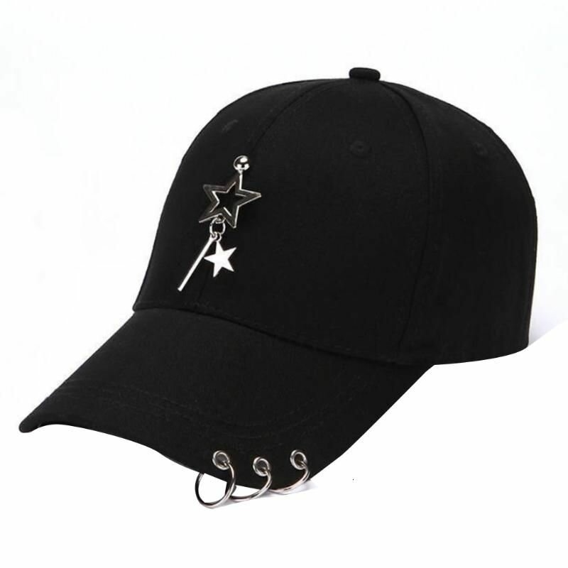 Регулируемая бейсболка в стиле панк и хип-хоп для защиты от солнца, Черный - Пятиконечная звезда