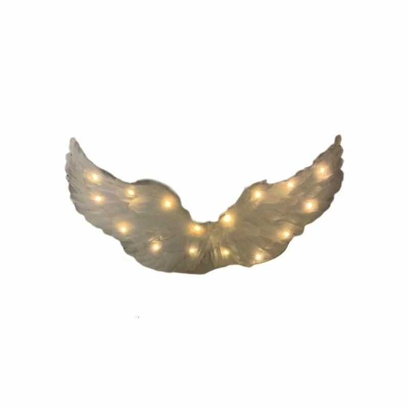 Светящиеся перьевые крылья ангела с эластичными ремнями для женщин и девушек, белый теплый свет - маленький