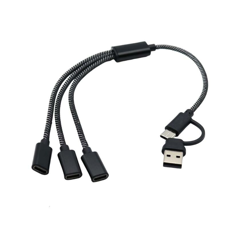 USB + Type-C разветвитель на 2–3 порта Type-C, Три женщины типа с