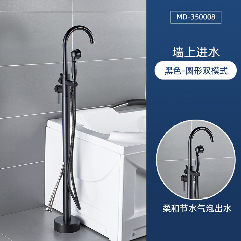 Европейский стиль, латунный винтажный напольный смеситель для ванны с горячей и холодной водой, деревянный бочонок, пьедестальный умывальник, независимая душевая лейка, боковое расположение