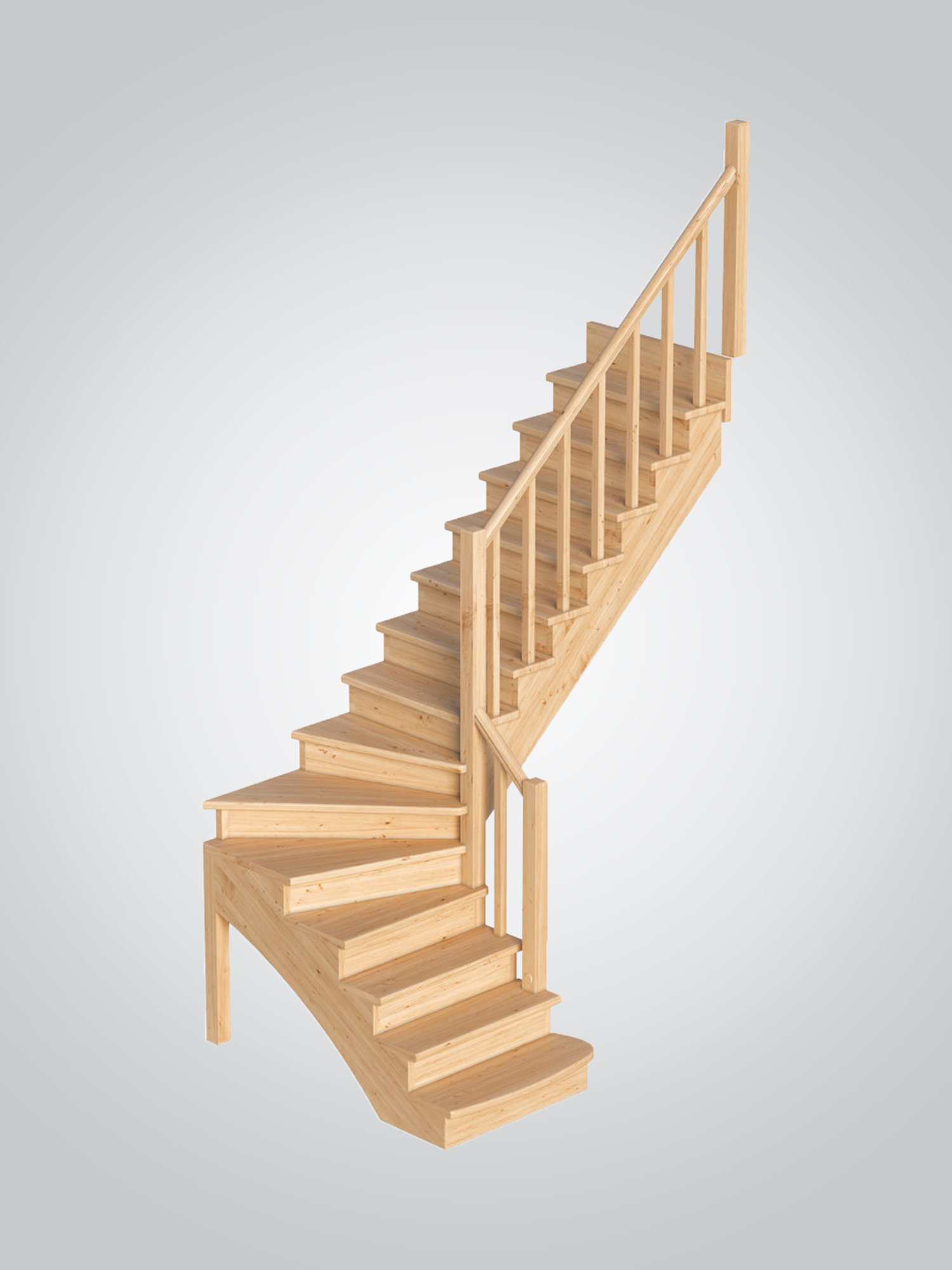 Лестница на второй этаж К-001м/2 Правая c подступенками под покраску