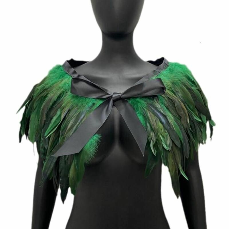 Регулируемый перьевой воротник, подходит для женщин и мужчин на вечеринках в честь Хэллоуина, Зеленый