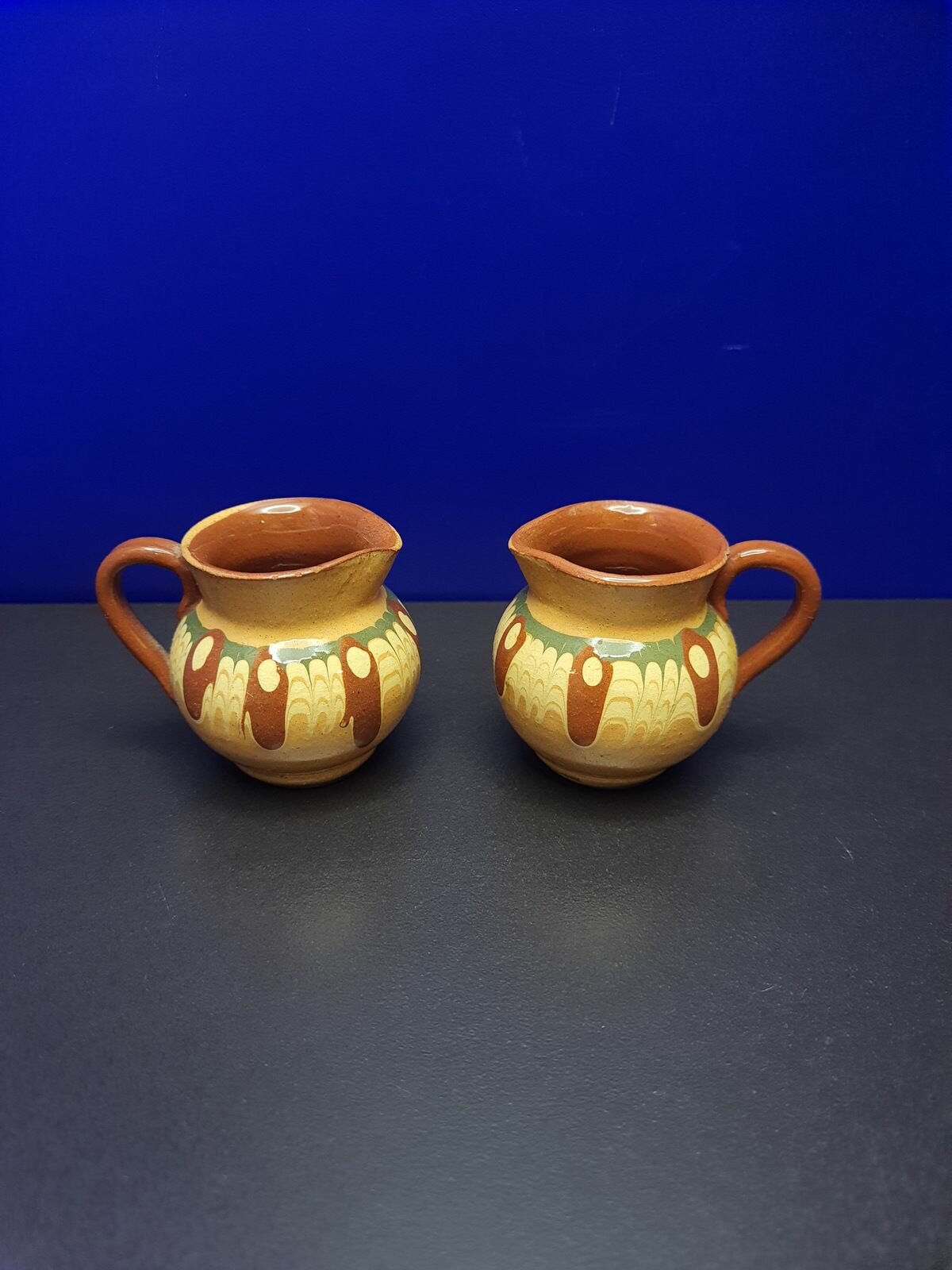 Винтажный интерьерный кувшинчик, Троянская керамика, Болгария, 70-80е 5см, набор из 2х шт