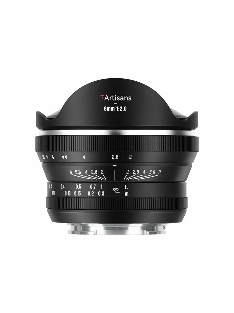 Объектив камеры 7artisans 6mm F2.0 APS-C, сверхширокий объектив с ручной фокусировкой "Рыбий глаз", основной объектив для фотосъемки Sony E Nikon Z Canon RF Fuji XF M4/3