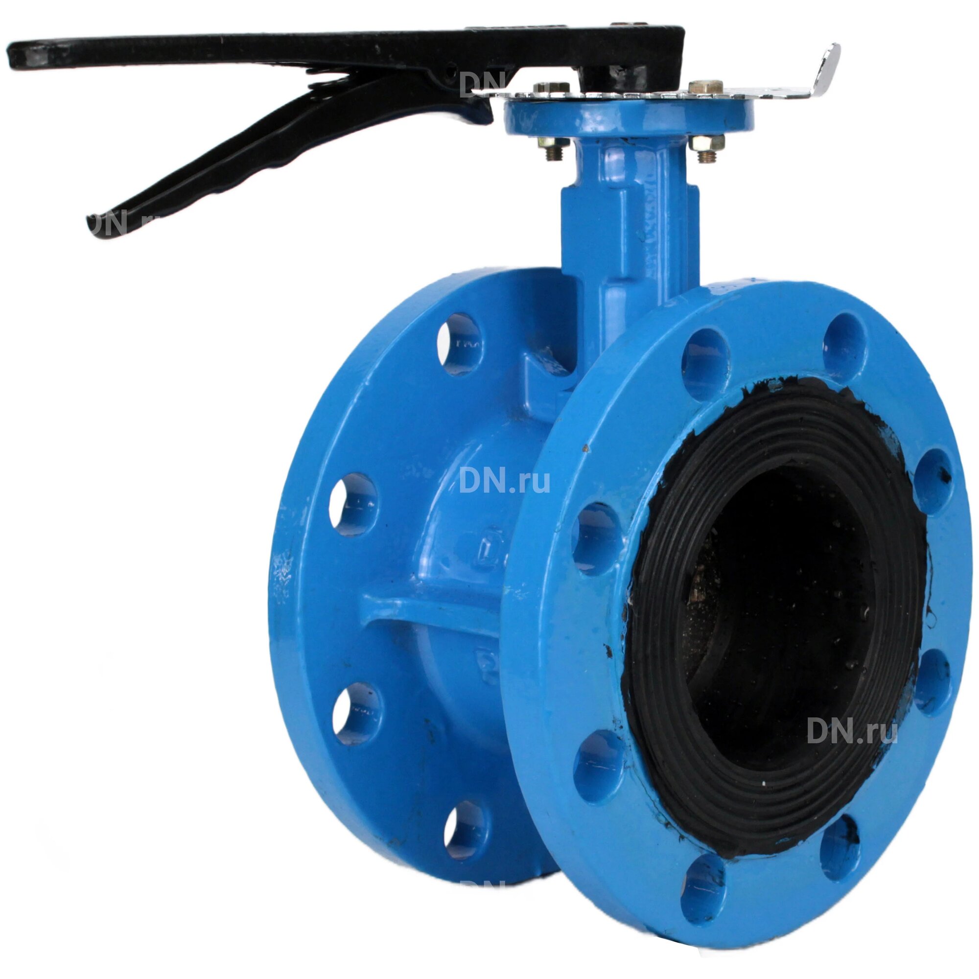 Затвор дисковый поворотный DN. ru GGG40-304-EPDM-2W-F-H Ду65 Ру16 фланцевый, корпус - чугун GGG40, диск - нержавеющая сталь 304, уплотнение - EPDM, управление - рукоятка, с ISO-фланцем F05, квадрат штока 9х9