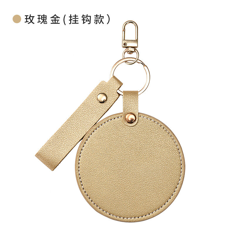 Круглое кожаное вращающееся зеркало для макияжа, портативное зеркало для студентов, подвесное зеркало для ключей, подарок, карманное зеркало