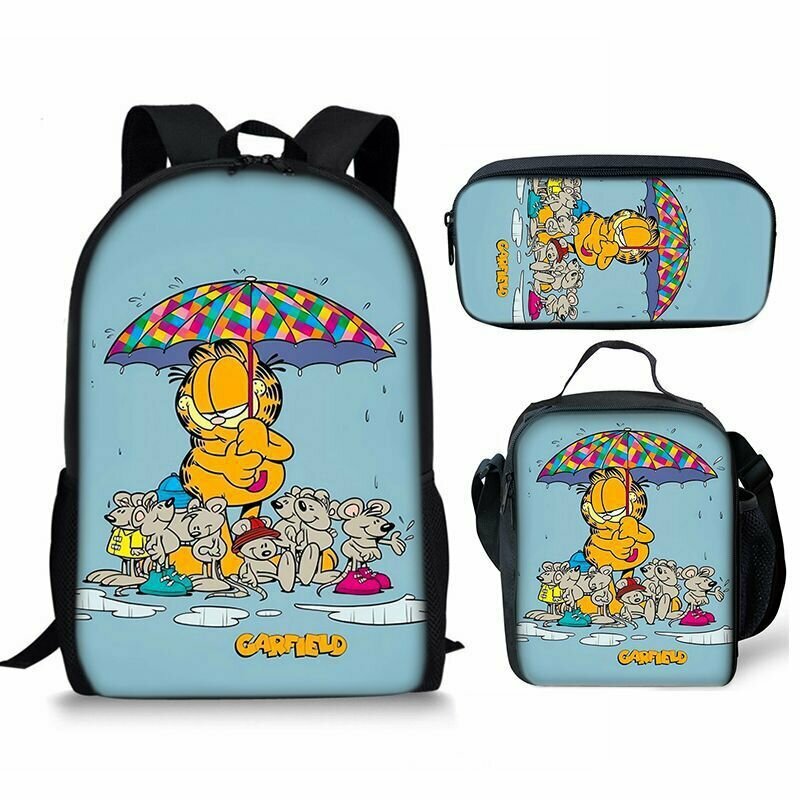 Набор из трех предметов с котом Гарфилдом, сумка-карандаш, студенческий детский рюкзак, универсальный Amazon