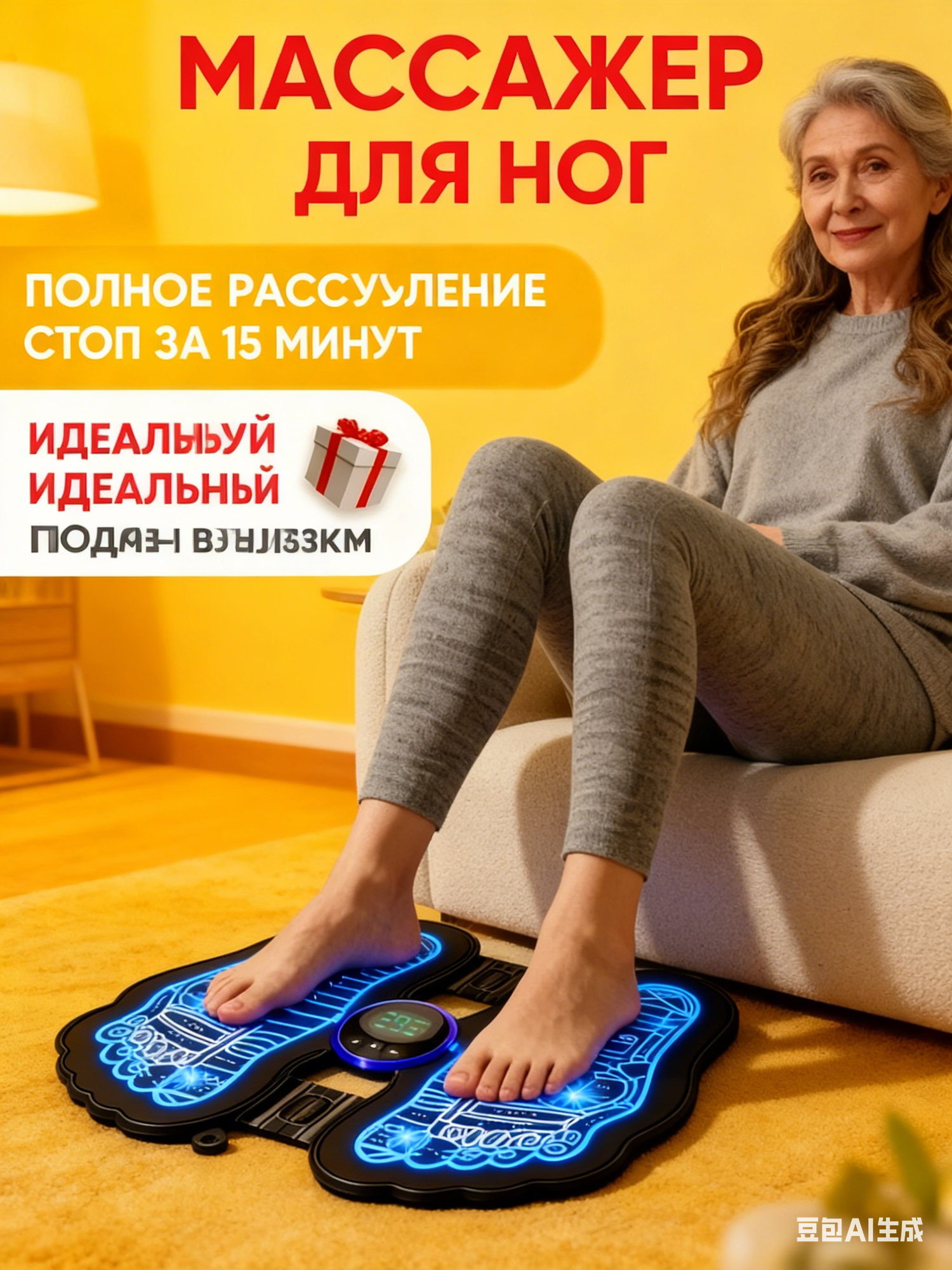 Массажер для ног электрический компрессионный, Массажный коврик вибрационный, Миостимулятор для ступней, мышц, токовый ,