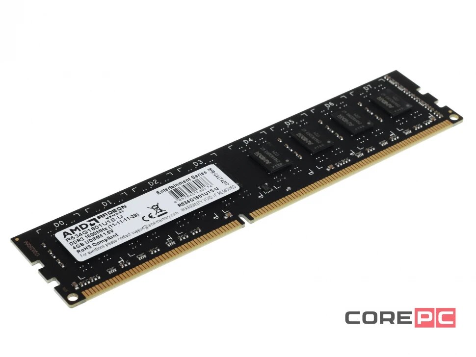 Оперативная память 4 Gb 1600 MHz AMD R3 VALUE SERIES Black (R534G1601U1S-UO)