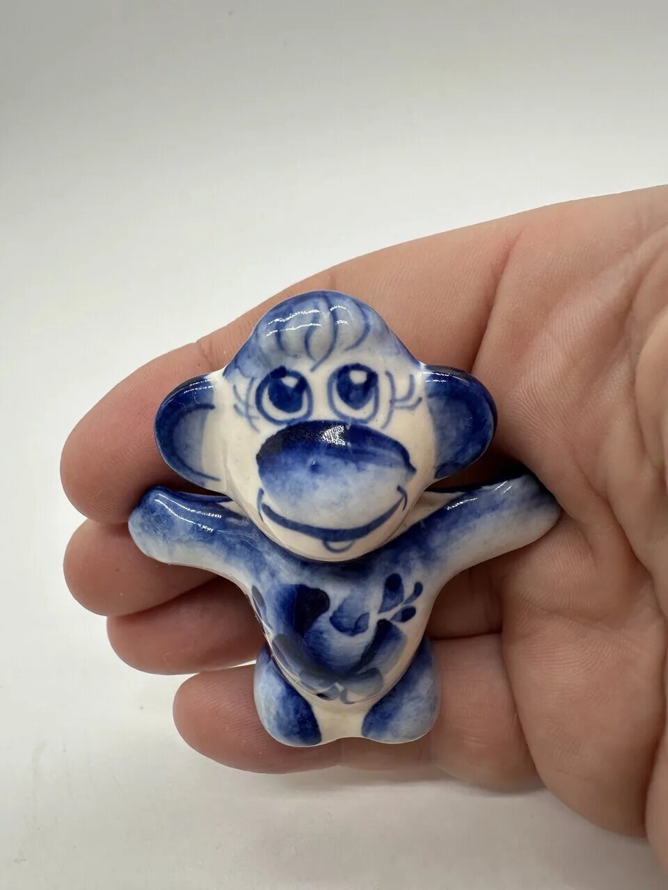 Статуэтка Весёлая Обезьянка Гжель Фарфор винтажная великолепная