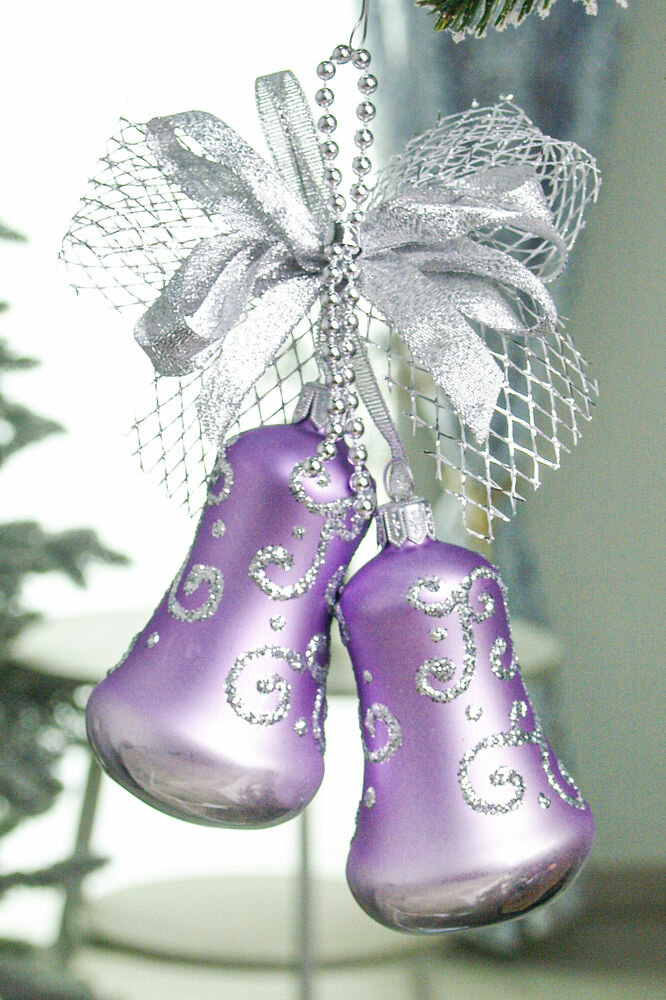 Новогоднее украшение гирлянда дуэт, сиреневая, 18 см, Елочка С828-сирен