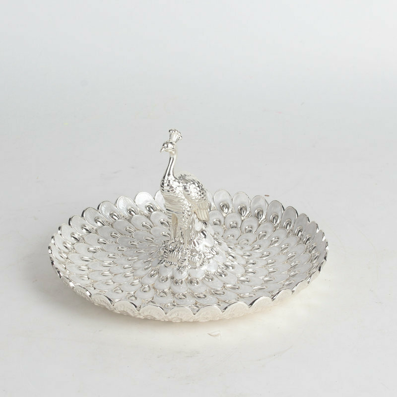 Алюминиевая креативная металлическая тарелка для сухофруктов и овощей в виде павлина, фруктовая тарелка для гостиной, домашняя легкая роскошь, кофейный столик, конфетная тарелка