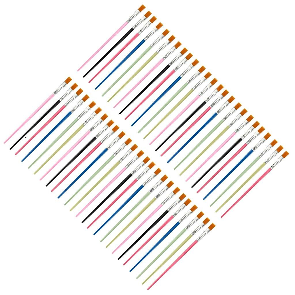 Кисти для рисования, 50 шт, нейлон, 16,5 плоская головка, смешанная