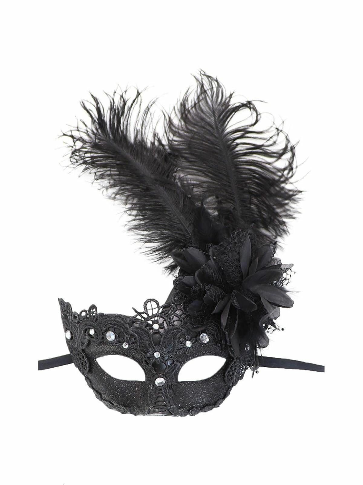 Маска-перо для женщин, Кружево черное
