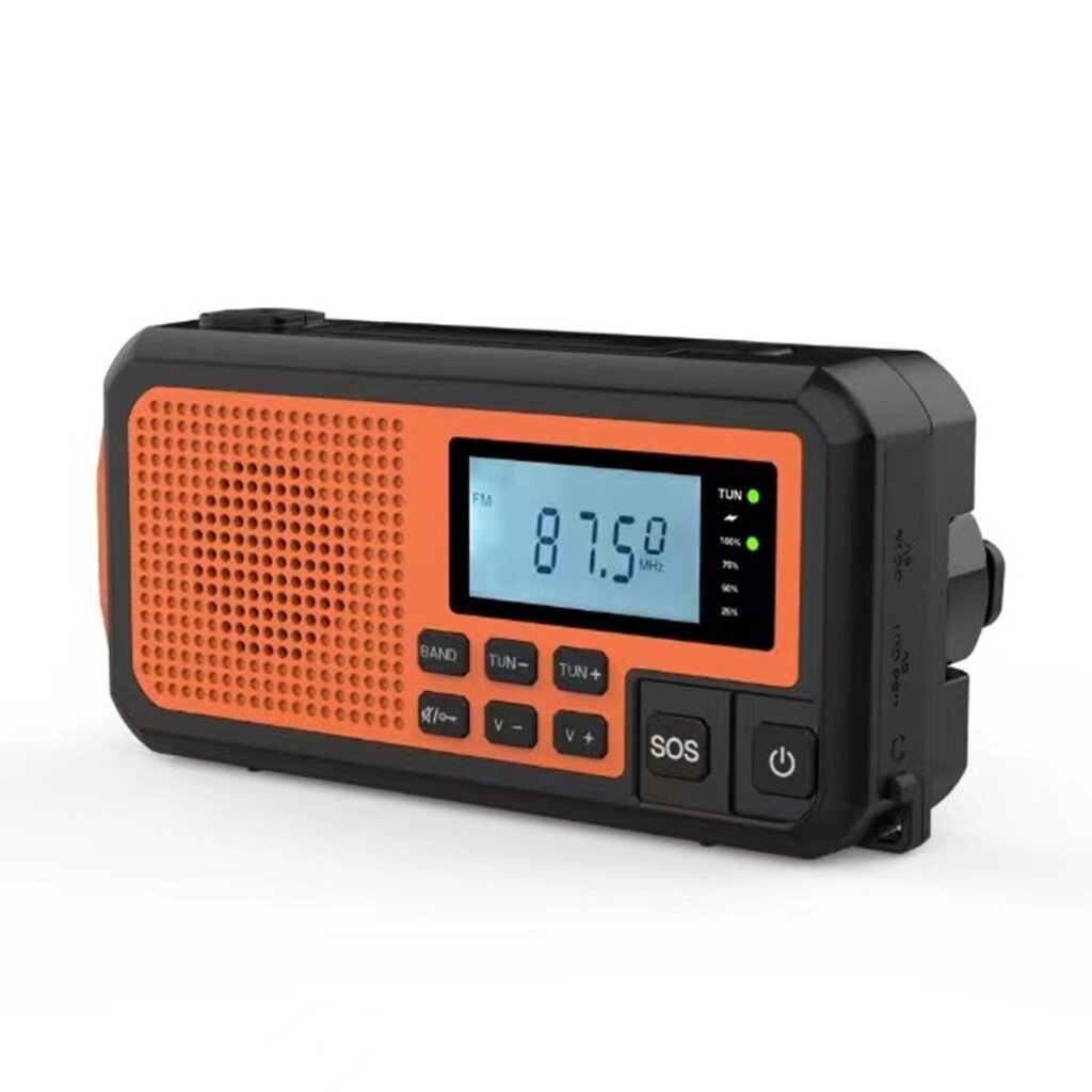 Многофункциональный Радиоприемник с Солнечной Зарядкой Рукояткой AM FM Радио Фонариками и USB Блоками питания для обеспечения готовности к чрезвычайным ситуациям