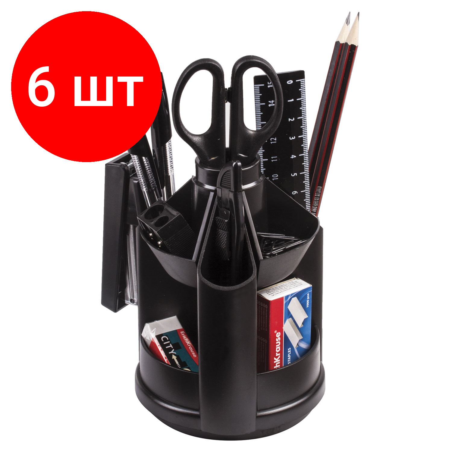 Комплект 6 шт, Канцелярский набор ERICH KRAUSE "Минидеск", 12 предметов, 11