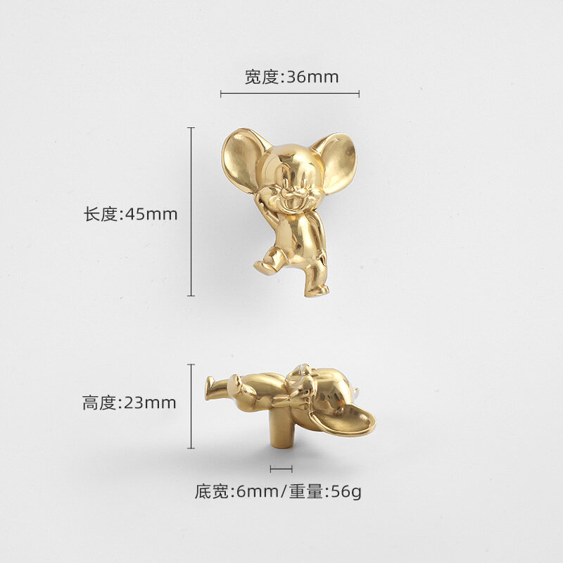 Креативная персональная мебельная ручка из латуни в виде животных: обезьяна, котенок, мышь, медведь, собака, олень, кролик, лошадь