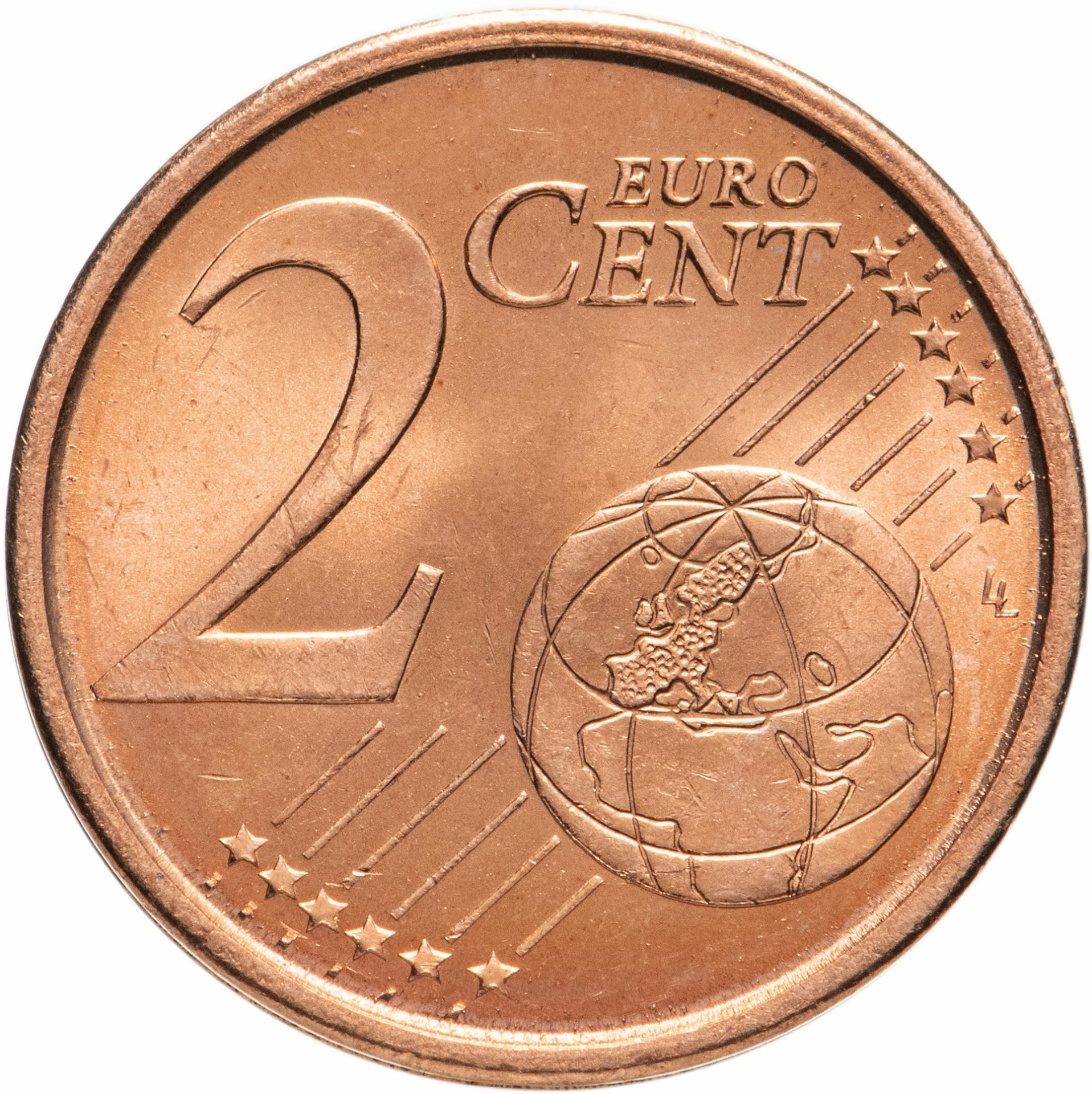 Испания 2 евроцента cents 2000, Сталь, в сохранности UNC
