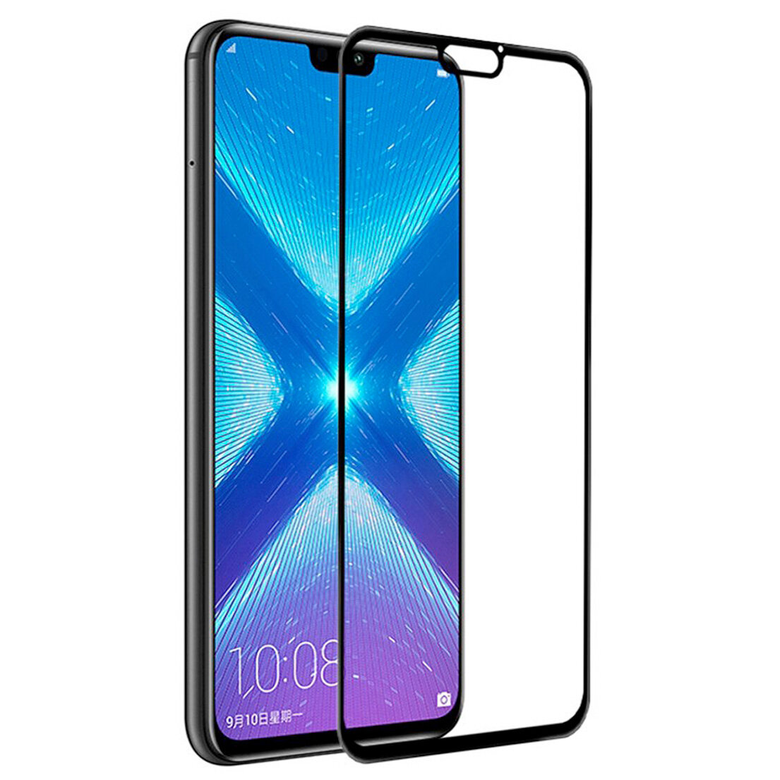 Защитное стекло на Honor 8X/Huawei Y9/Y9 Pro (2019), 9D, черный, X-CASE