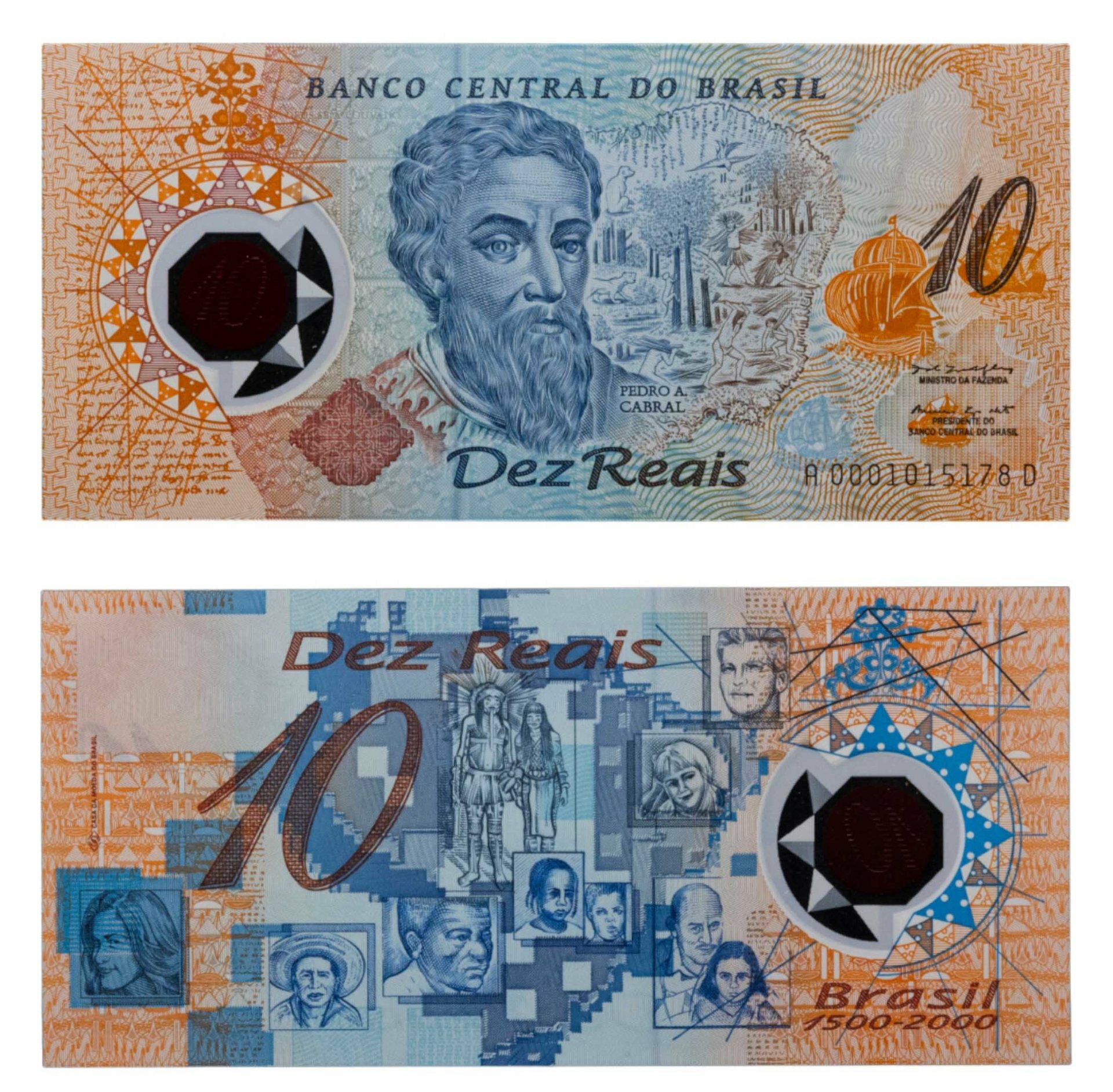 Бразилия 10 реалов 2000 500 лет открытия Бразилии