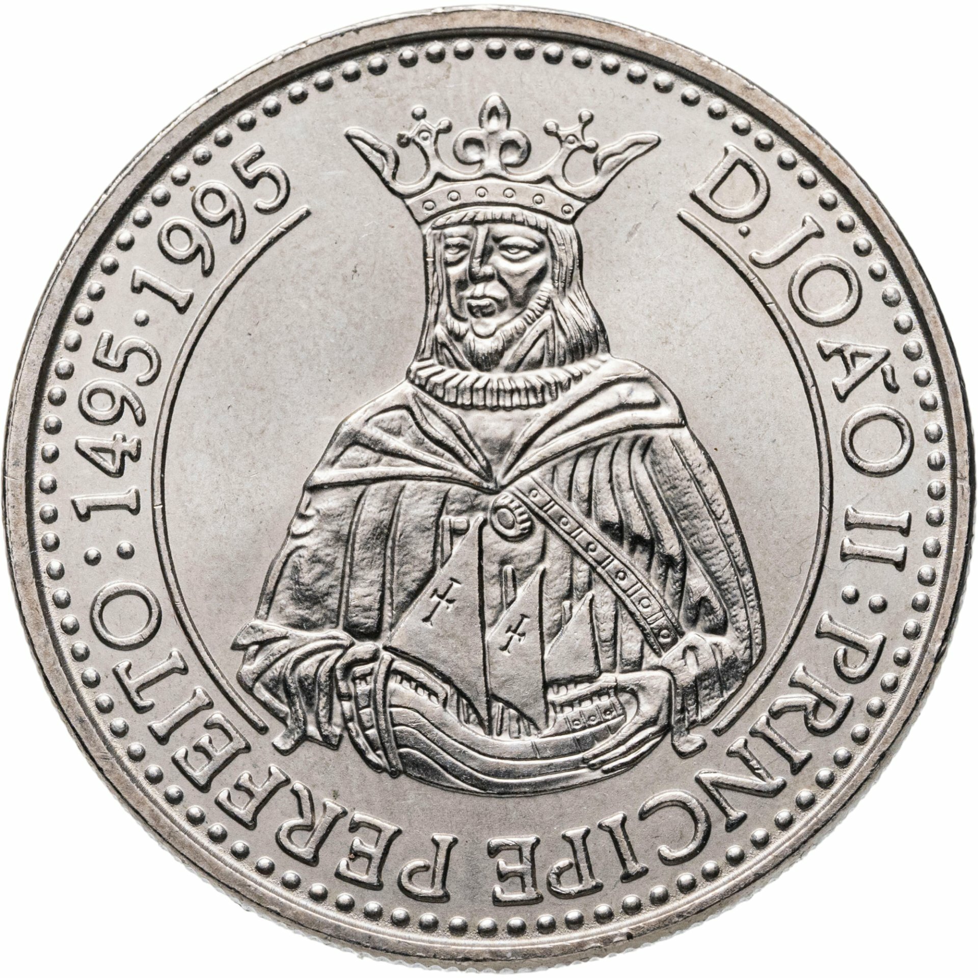 Португалия 200 эскудо escudos 1994 "500 лет со дня смерти Жуана II", Мельхиор медь-никель, в сохранности UNC
