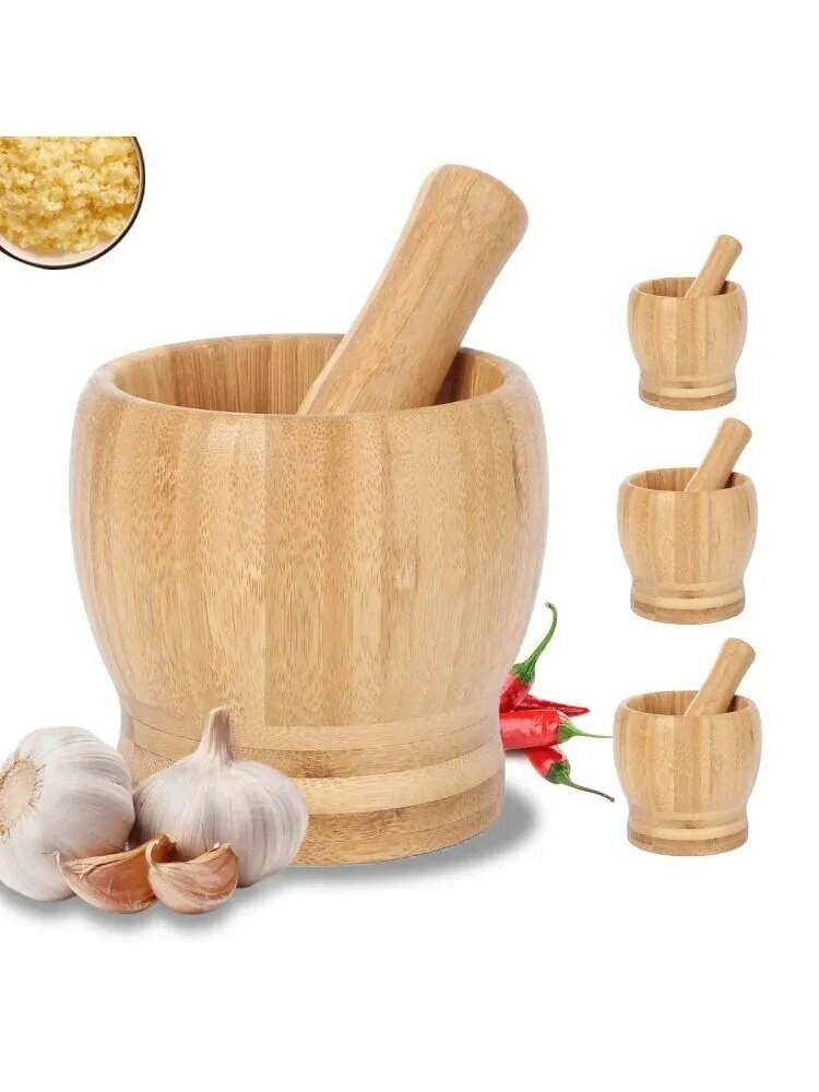 Ступка с пестиком, Бамбук, 9.8 см, 1 шт