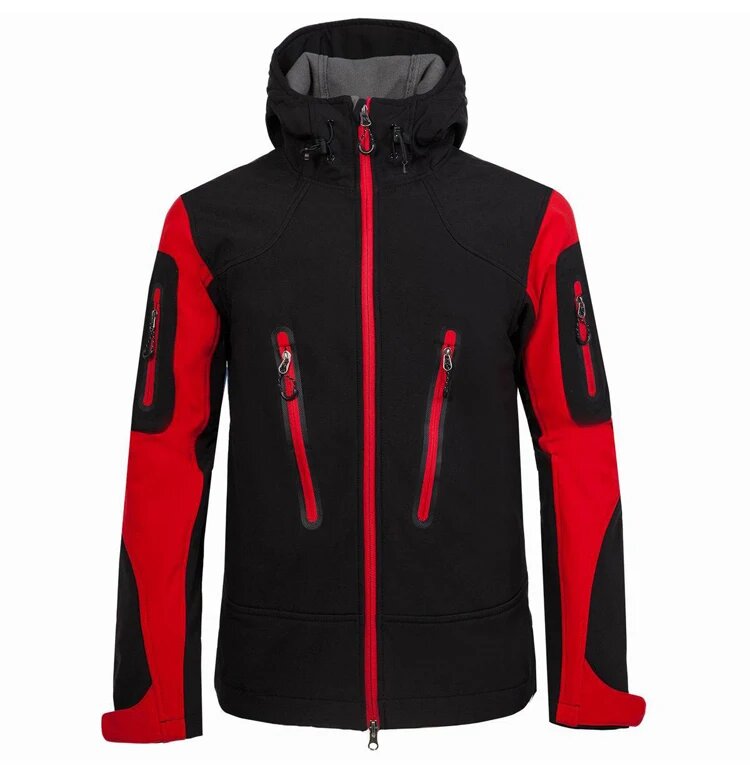 TRVLWEGO Softshell куртка мужская флисовая Красный, XXL, black red