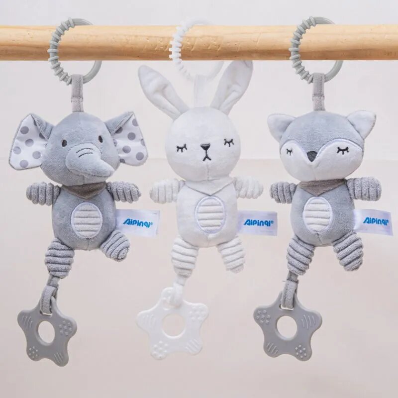 Погремушка для новорожденного 0+ мягкая с прорезывателем. Подвесная игрушка Слоник для малышей на кроватку коляску. Развивающие игрушки