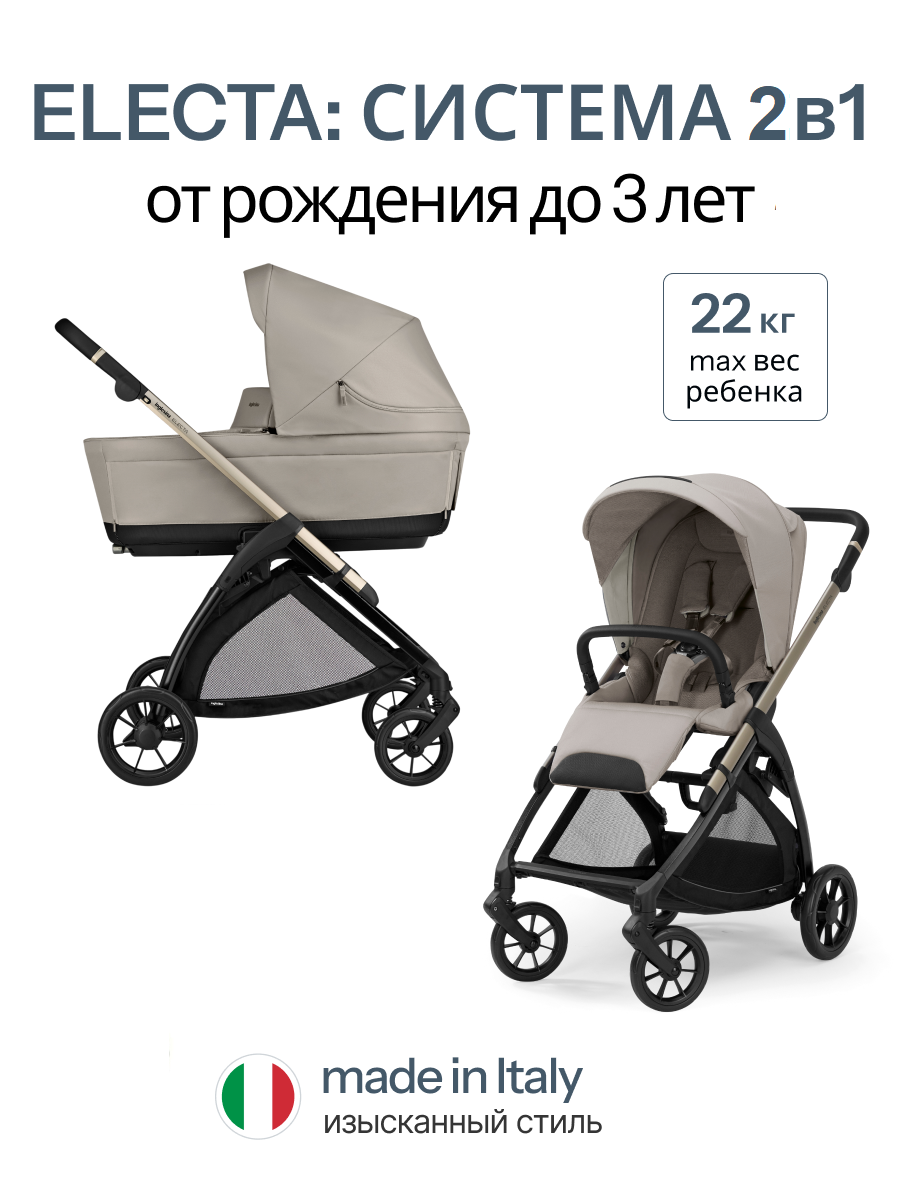 Коляска 2 в 1 Inglesina Electa New с подставкой под люльку Stand Up, Battery Beige