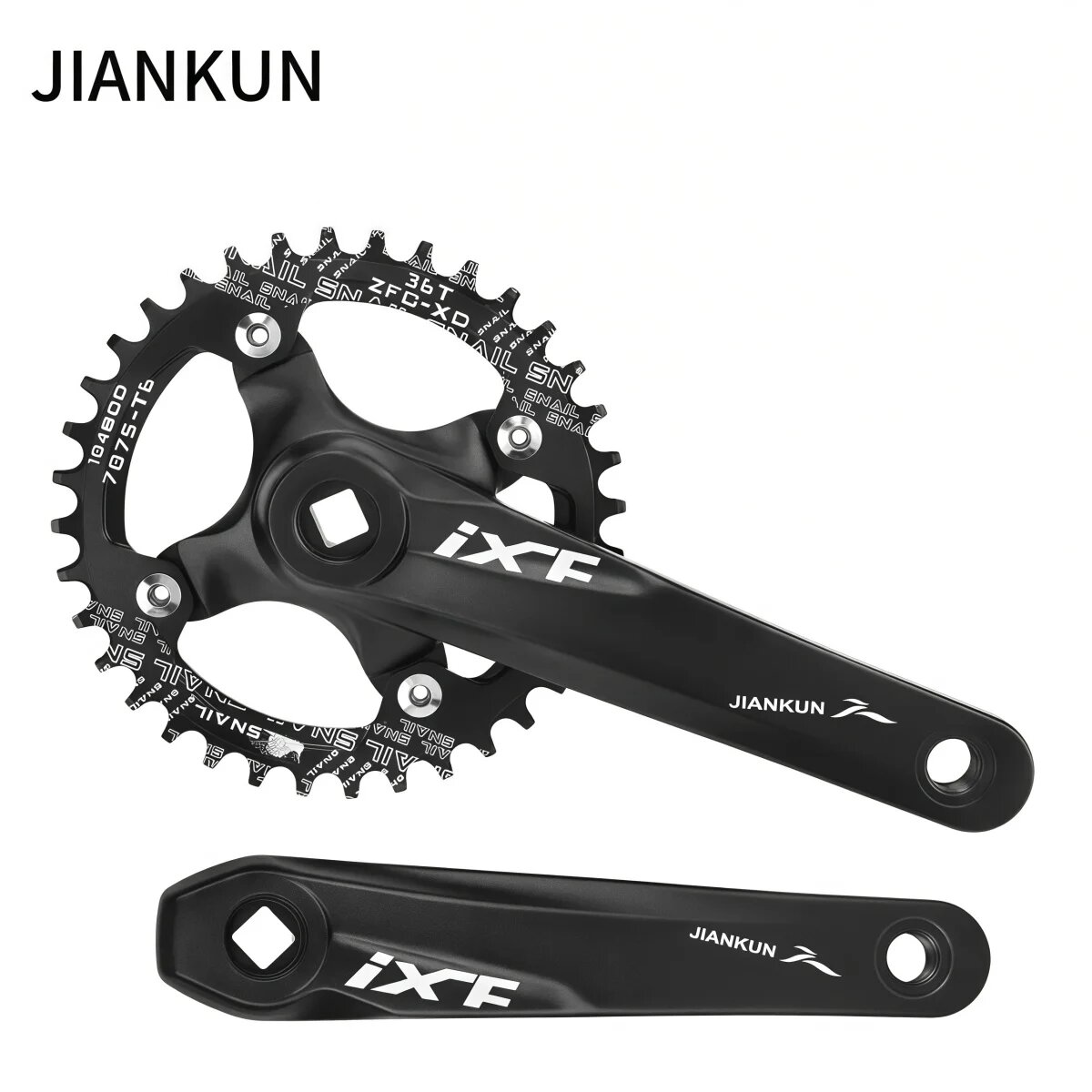 JIANKUN Шатуны MTB 32T/34T/36T/38T черные/красные Черный, 34Т, IXF-S-B