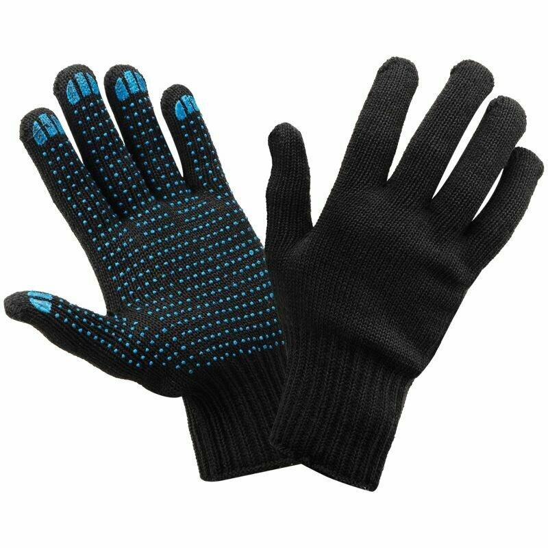 10 пар Перчатки х/б 7 класс OfficeClean, премиум, с точечным ПВХ, 6 нитей, черные, 68г, 233 текс