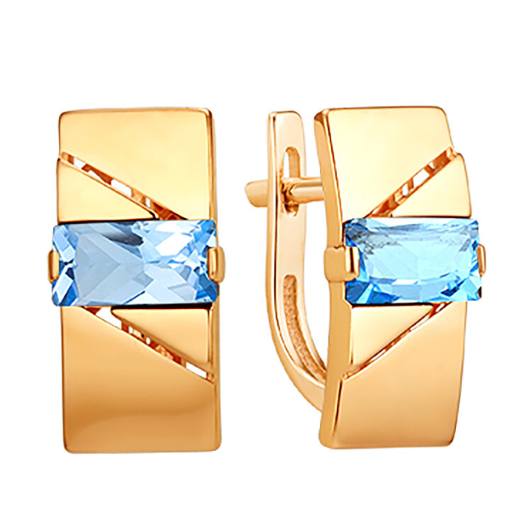 Серьги, золото, 585 проба, топаз