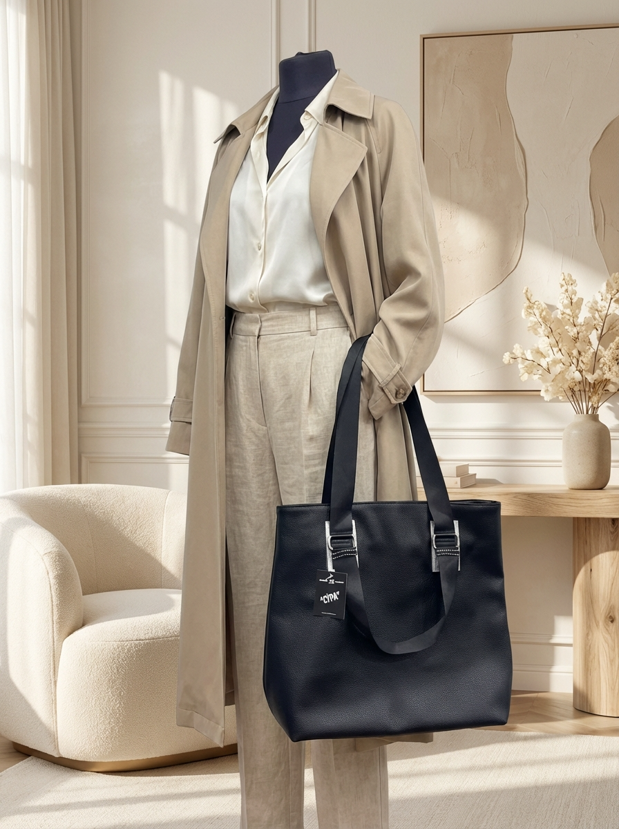 Сумка тоут, шоппер, прекрасна, эко-кожа, через плечо, черная, лаконичный дизайн.