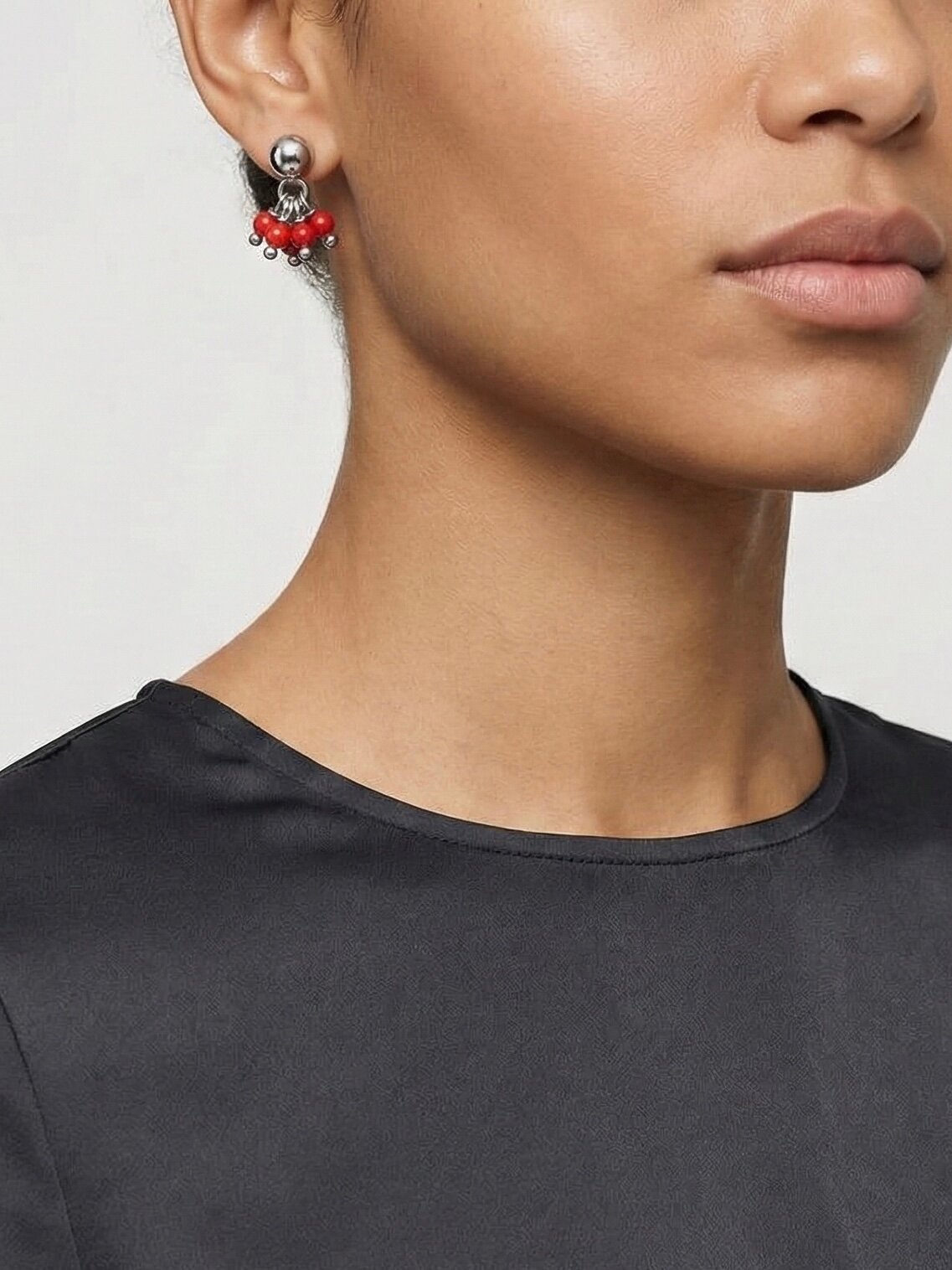 Серьги с подвесками, коралл