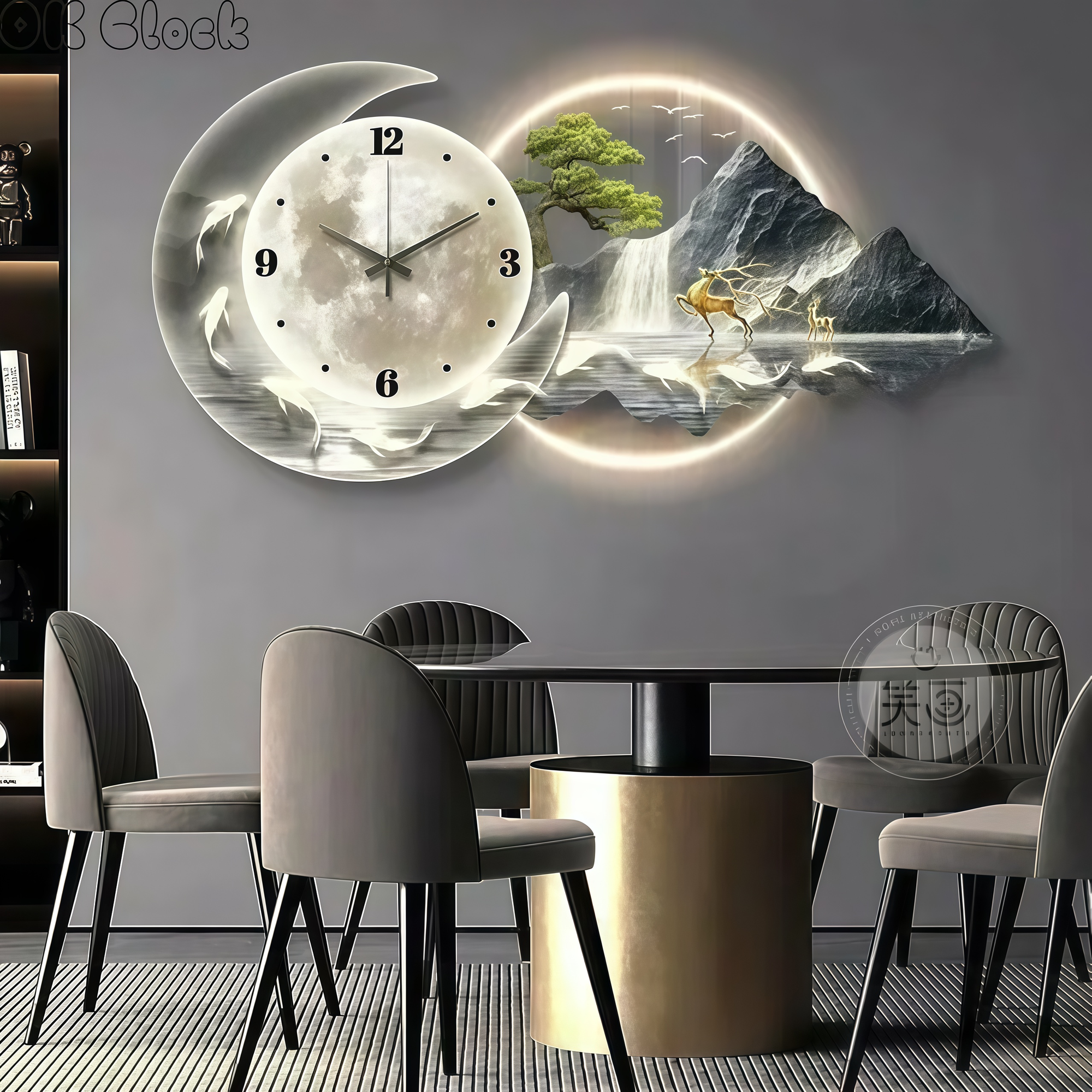 Часы настенные OFC, кварцевые, с LED-подсветкой, акриловый корпус, 60x30 см