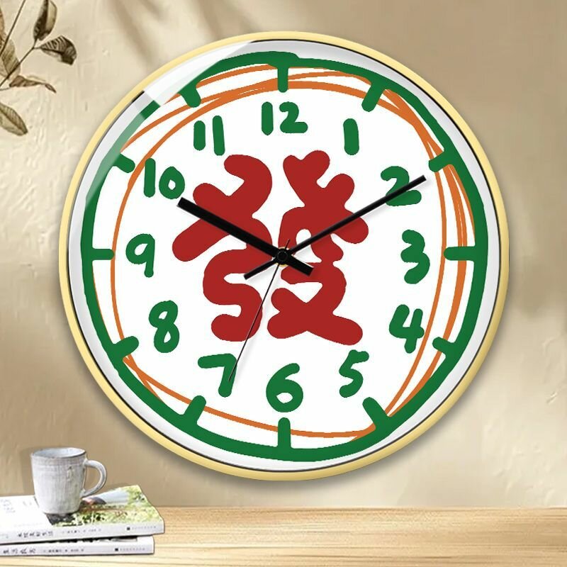 Часы в стиле Гонконга, кремовые, бесшумные, с изображением удачи, простые часы для ресторана, креативные граффити-часы, часы для студии шахмат и карт
