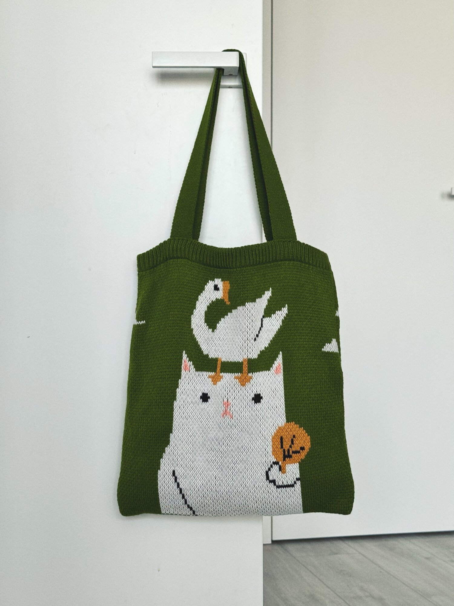 Сумка шоппер Сумка-шоппер вязаный от Bag&You "Кот с гусем", зеленый